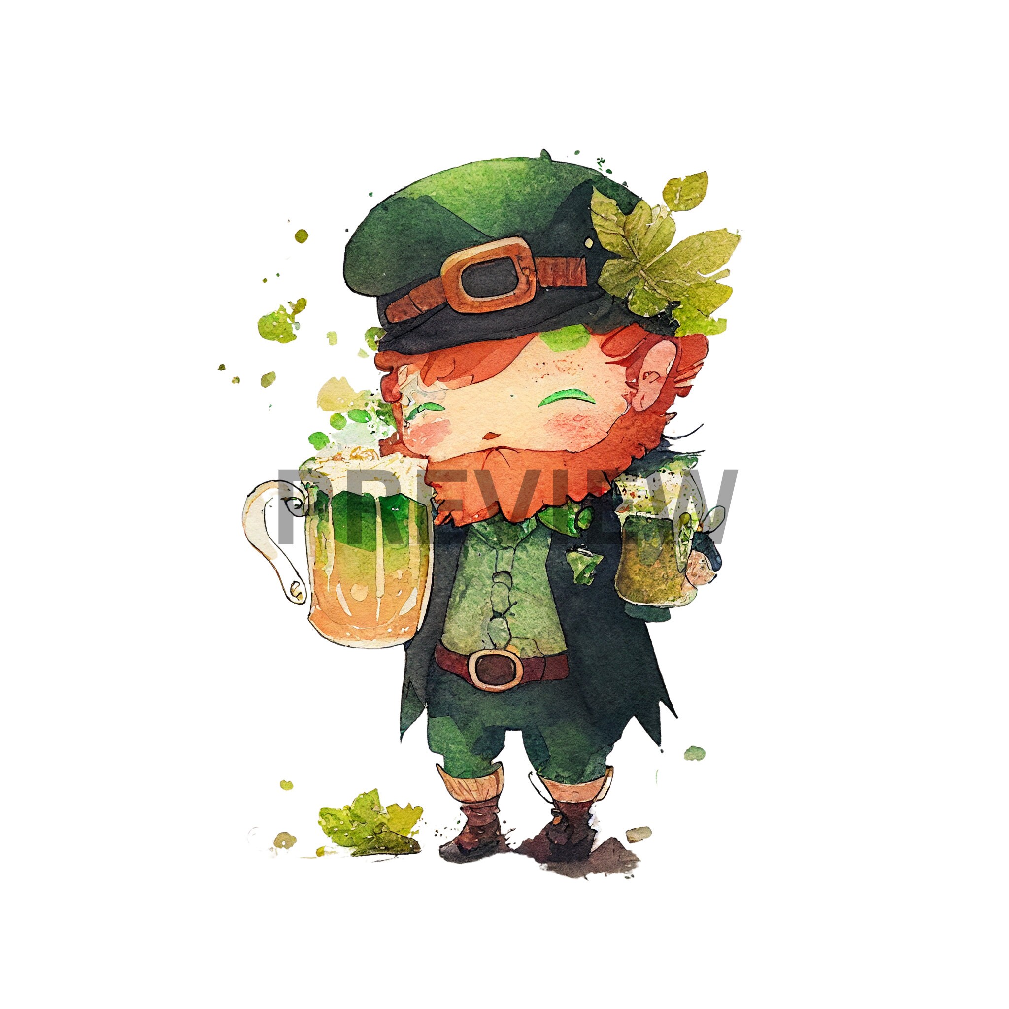 Watercolor St Patrick's Day Clipart PNG, Leprechaun Art, St Patrick's ...