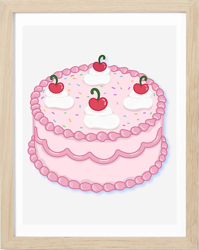 Pink Cake Wall Poster - Digital Download - Etsy