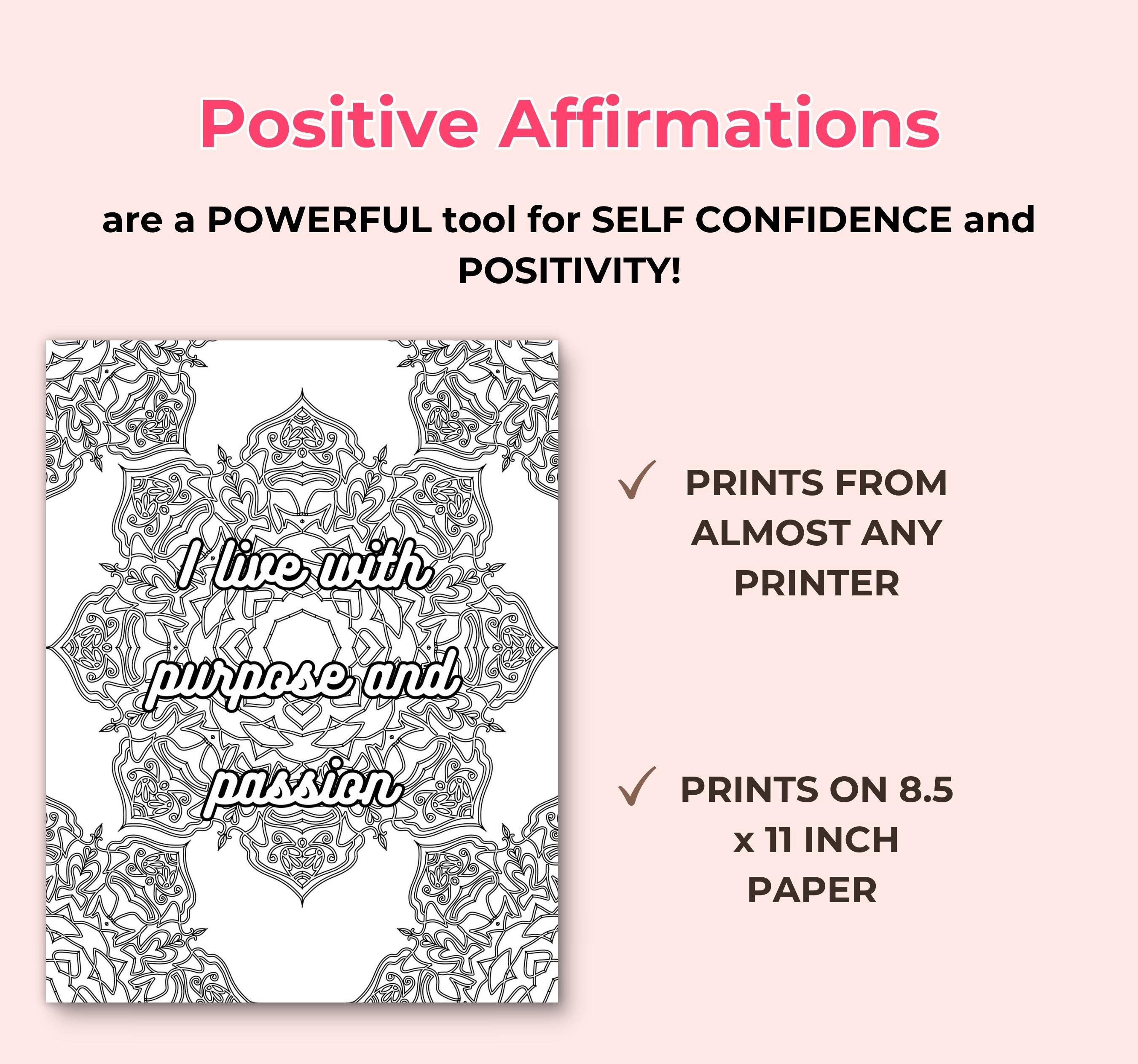 Positive Affirmation Adult Coloring Pages - Etsy