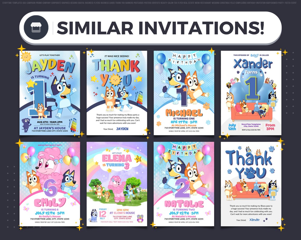 Bluey Birthday Invitation Bluey Invitation Bluey Birthday - Etsy