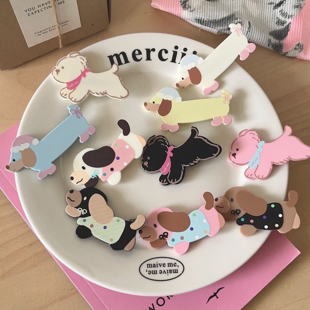 Handmade Cute Cartoon Jump Dog Hair Clips Dachshund Duckbill Clip ...