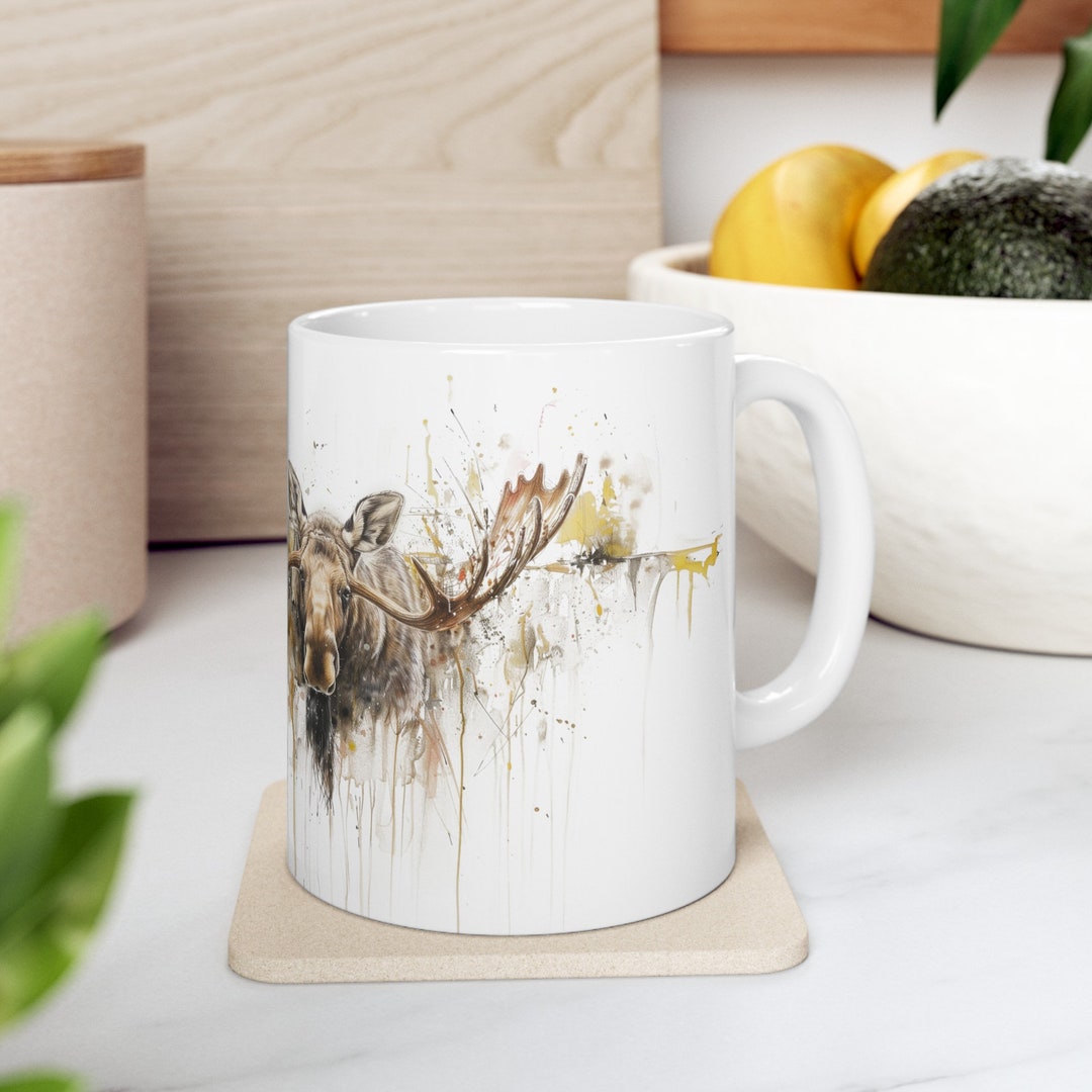 Moose Wildlife Mug - Wildlife Painting, Eco-friendly Coffee Mug, Tea ...