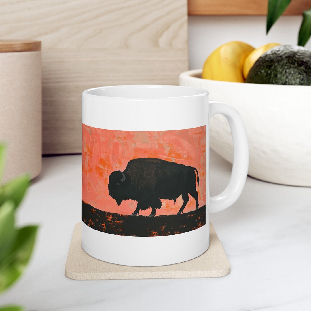 Bison Wildlife Painting Coffee Mug – Eco-friendly Nature Art Tea Cup - Etsy
