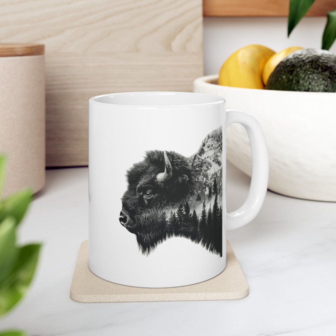 Bison Wildlife Coffee Mug – Nature Art, Eco-friendly Gift - Etsy