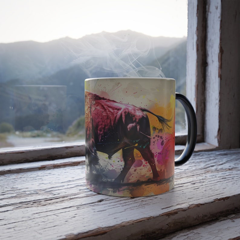 Bison Color Morphing Wildlife Mug - Wildlife Painting, Eco-friendly Mug ...