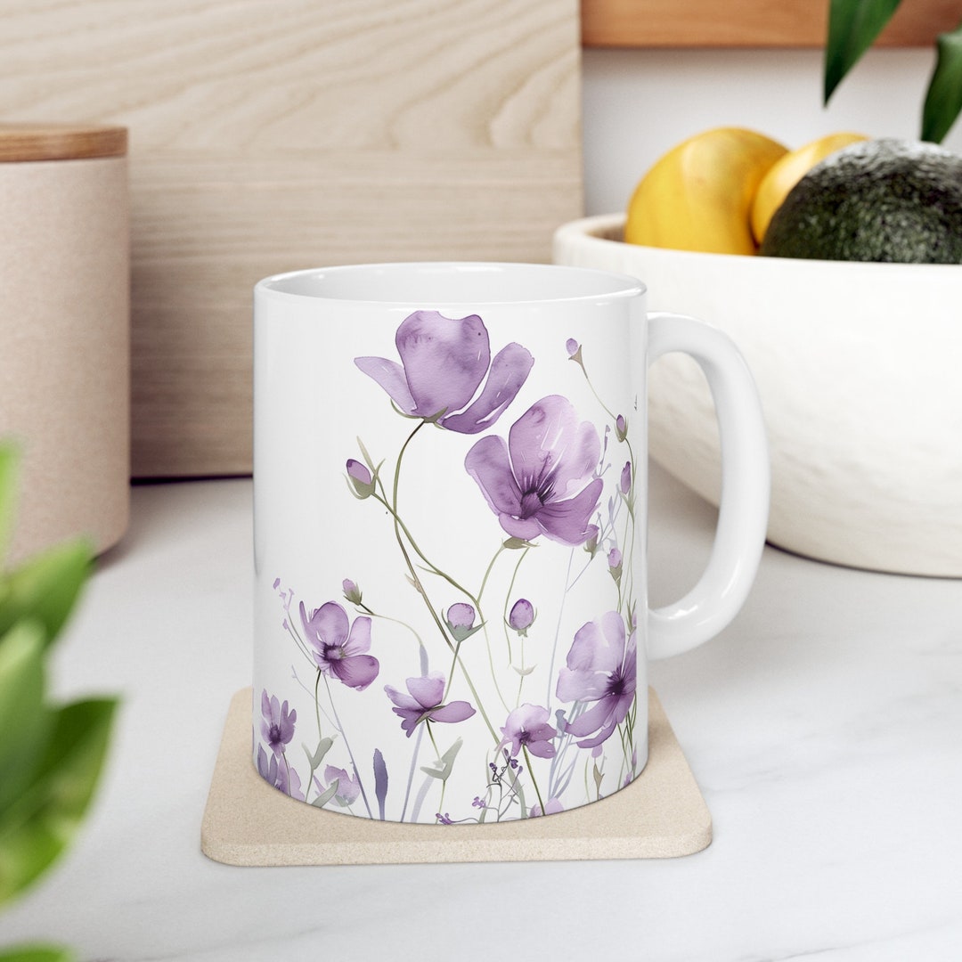 Wildflowers Watercolor Cottagecore Coffee Mug, Botanicals, Floral ...