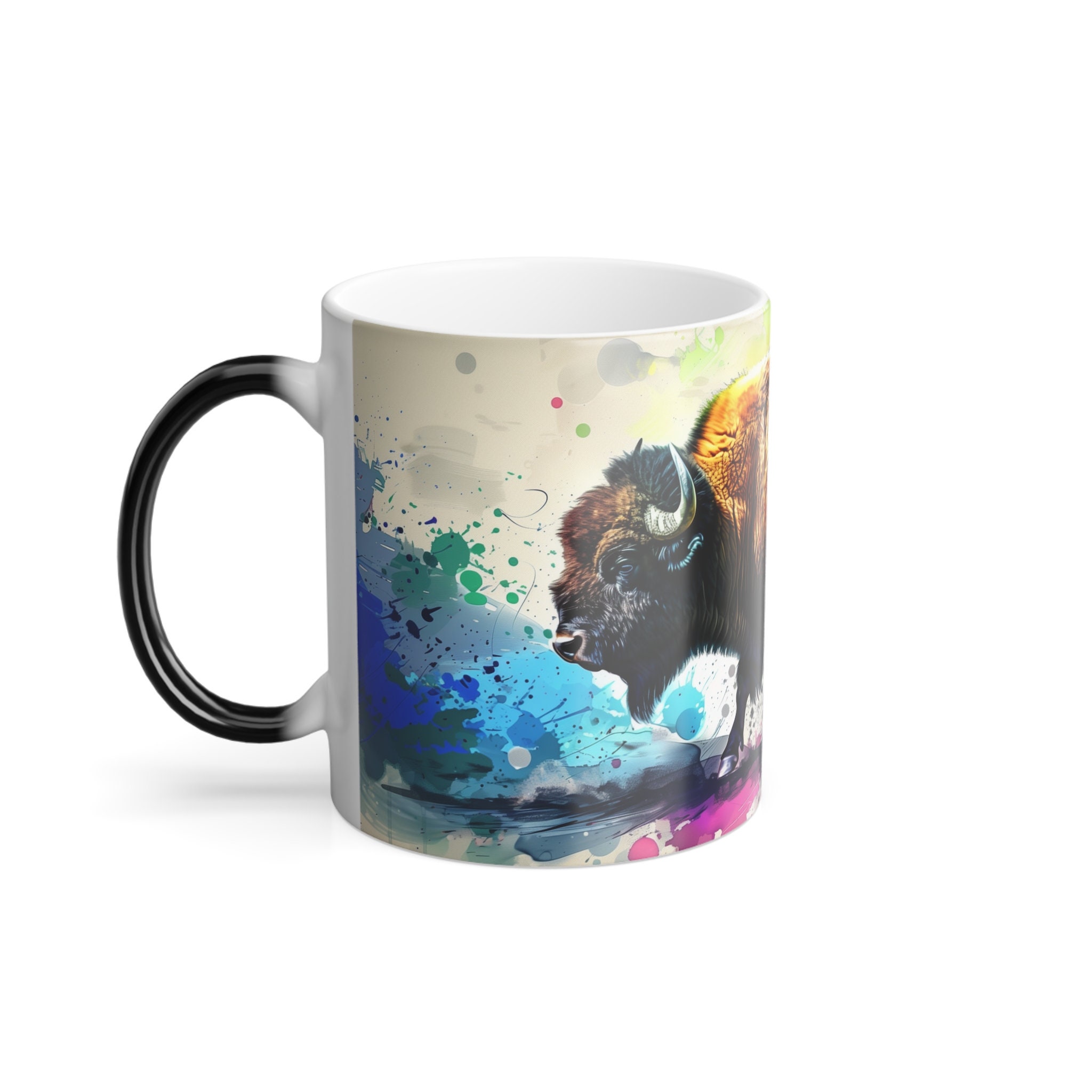 Bison Color Morphing Wildlife Mug - Wildlife Painting, Eco-friendly Mug ...