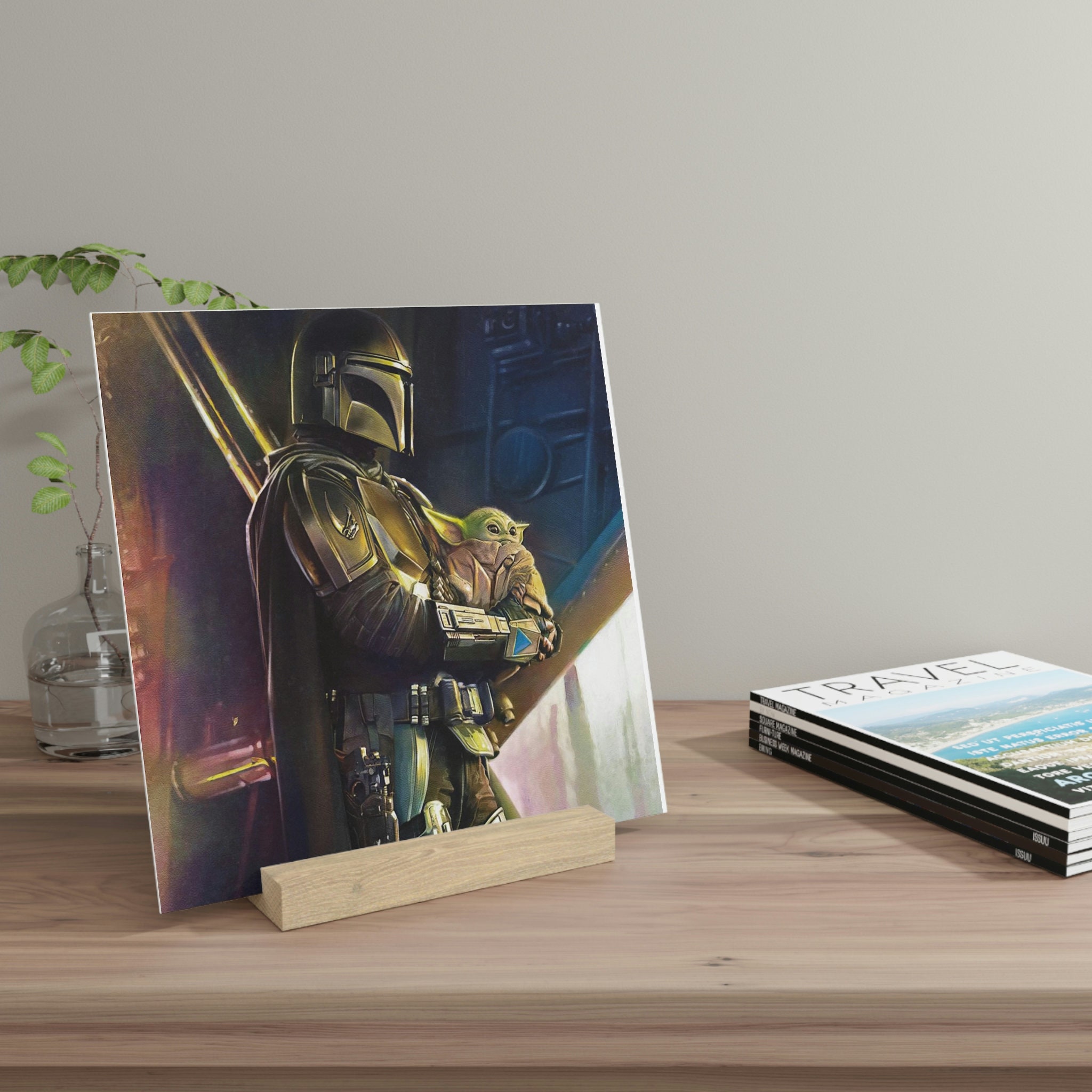 The Mandalorian Baby Yoda Grogu Gallery Board With Stand - Etsy