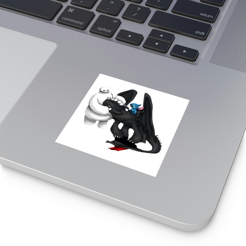 Stitch, Toothless, and Baymax Square Stickers, Indoor/outdoor Resistant ...