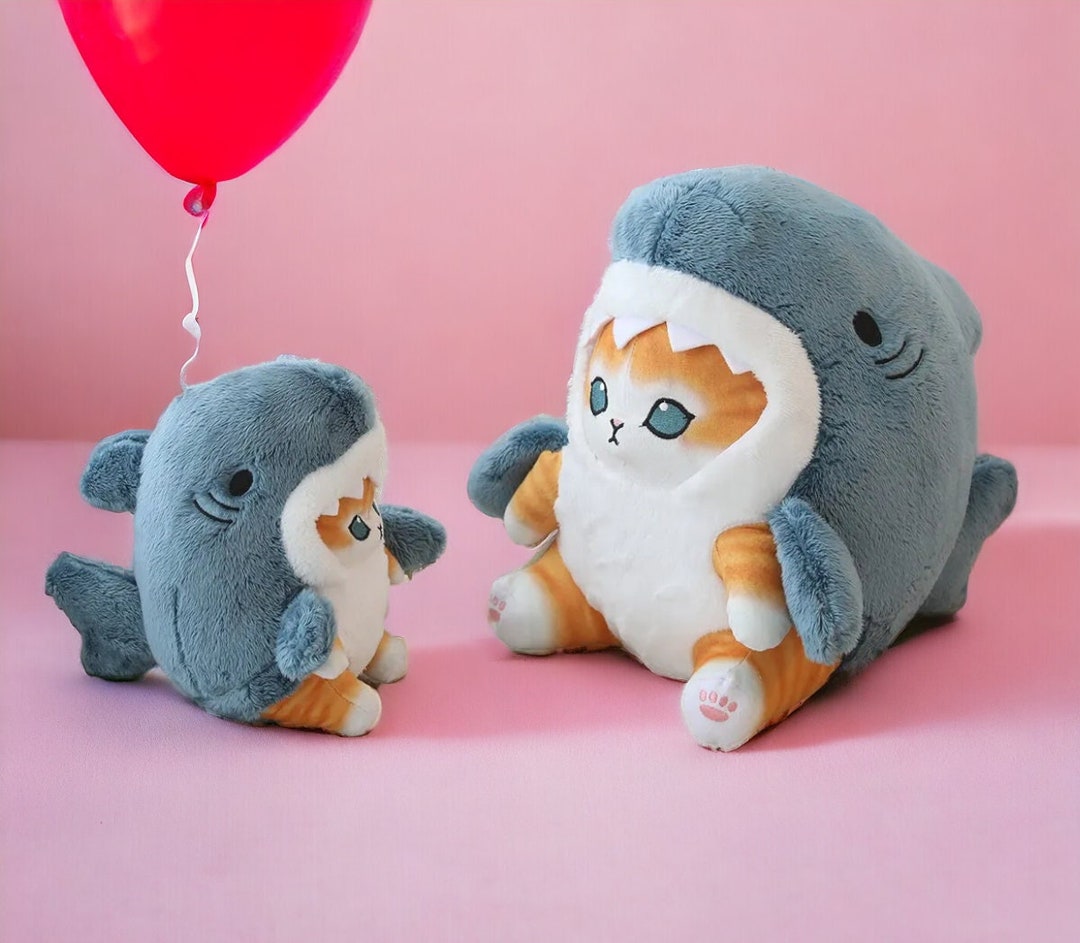 Kawaii Shark Cat Plush Soft Plush Stuffed Animal Shark Cat Plushies - Etsy
