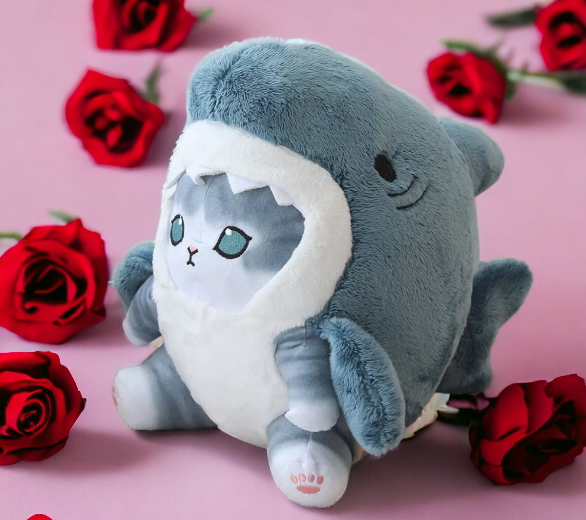 Kawaii Shark Cat Plush Soft Plush Stuffed Animal Shark Cat Plushies - Etsy