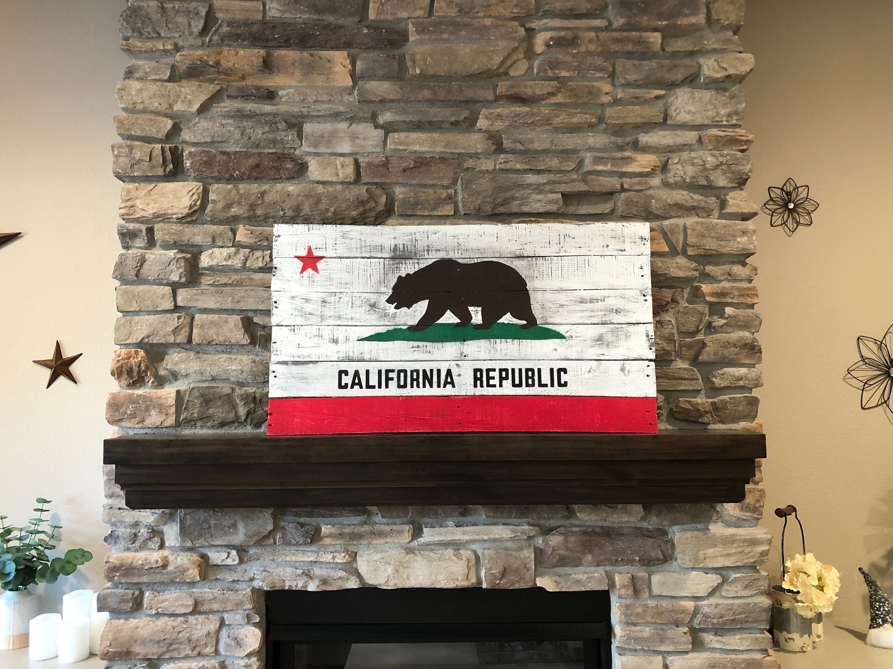 California Flag Rustic Wooden Sign Wall Art, Gift for Him, Gift for Her ...