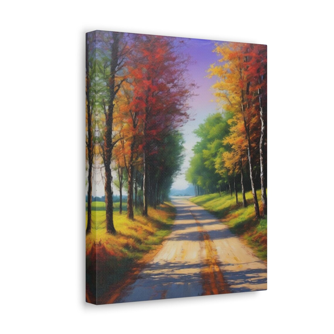 Charming Fall Country Road Landscape Art Print on Gallery Wrap Canvas ...