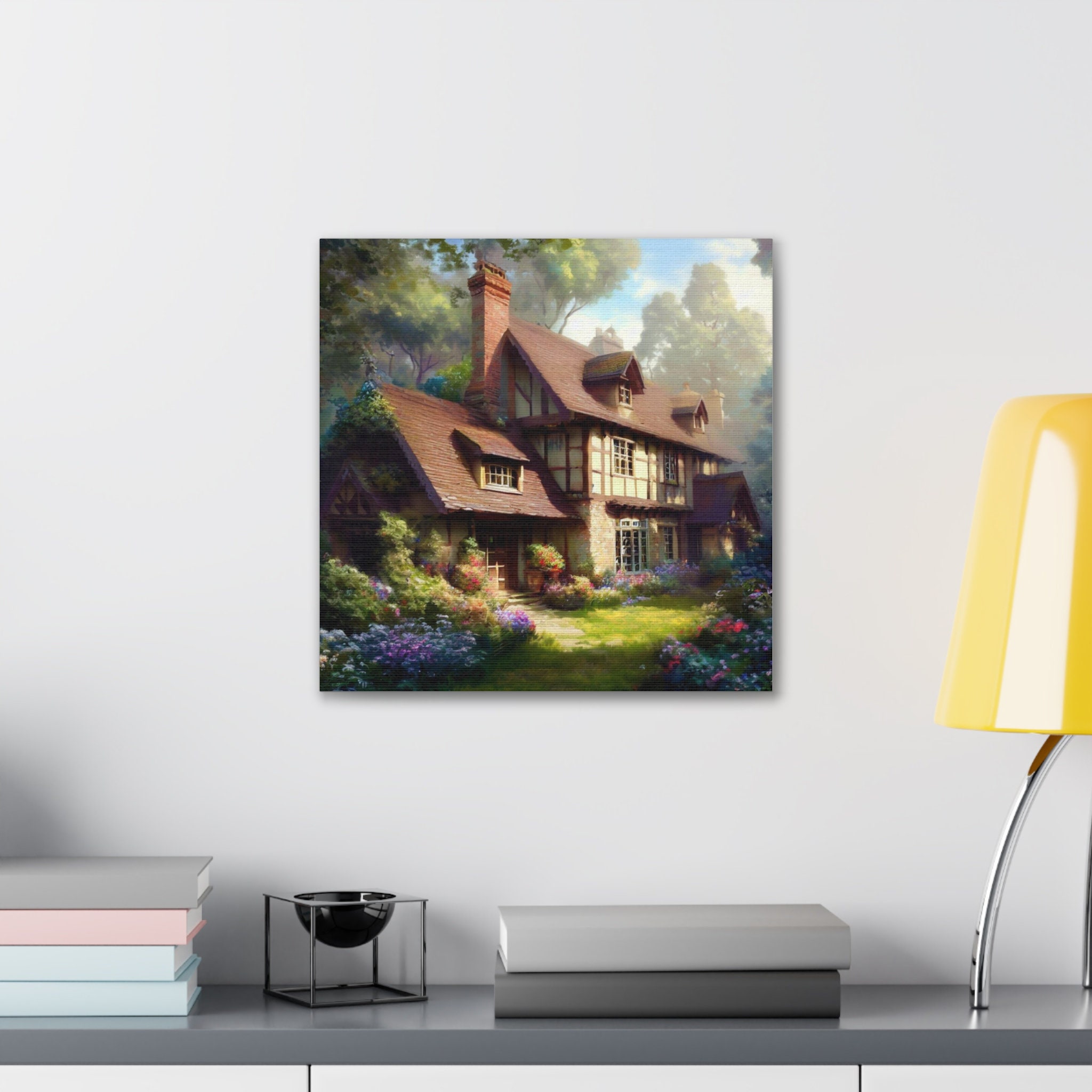 Spring Country Cottage Art Print on Gallery Wrapped Canvas - Etsy