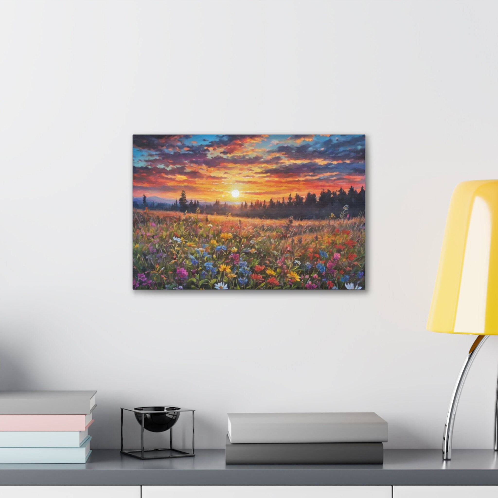 Beautiful Spring Meadow Landscape Art Print on Gallery Wrap Canvas ...
