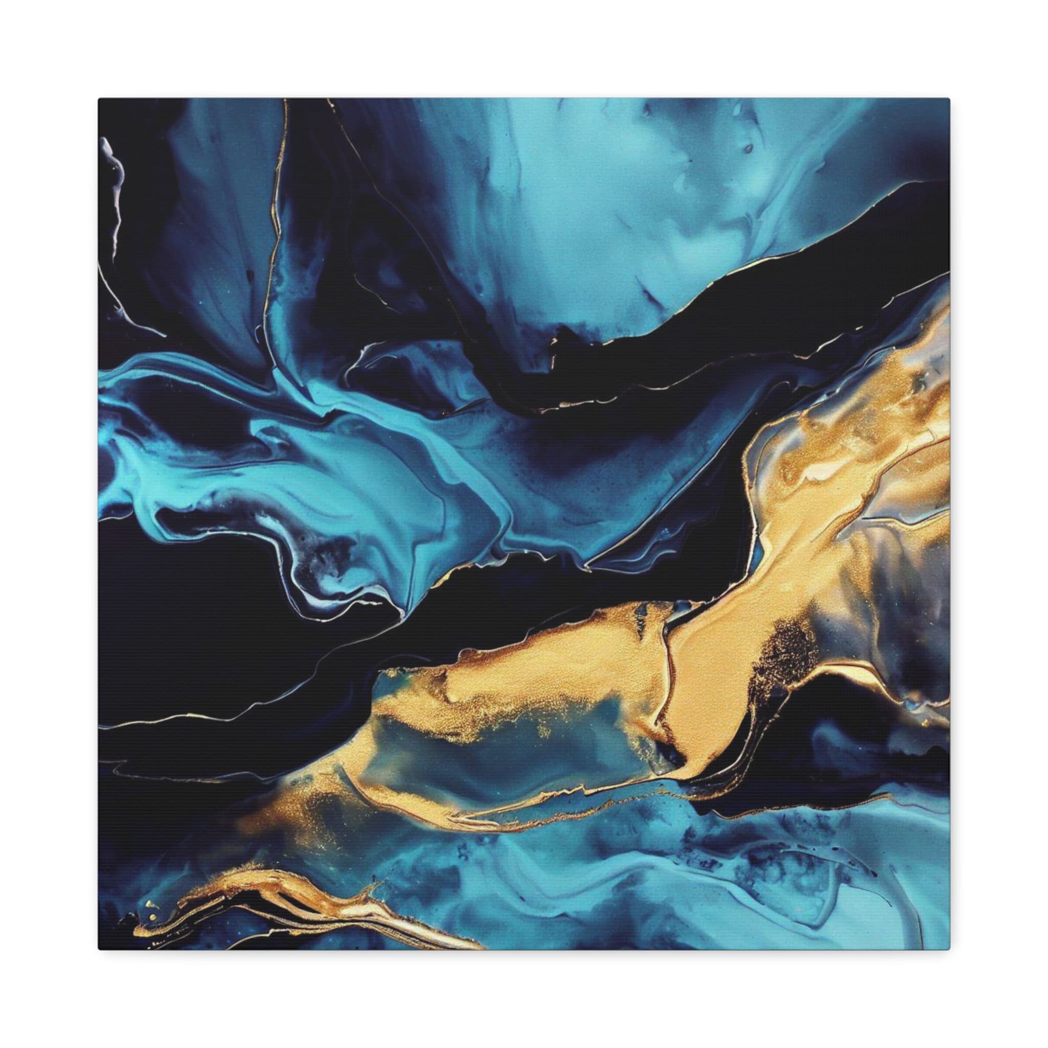 Blue Navy Gold Abstract Art Print, Ready to Hang, Gallery Wrap Canvas ...