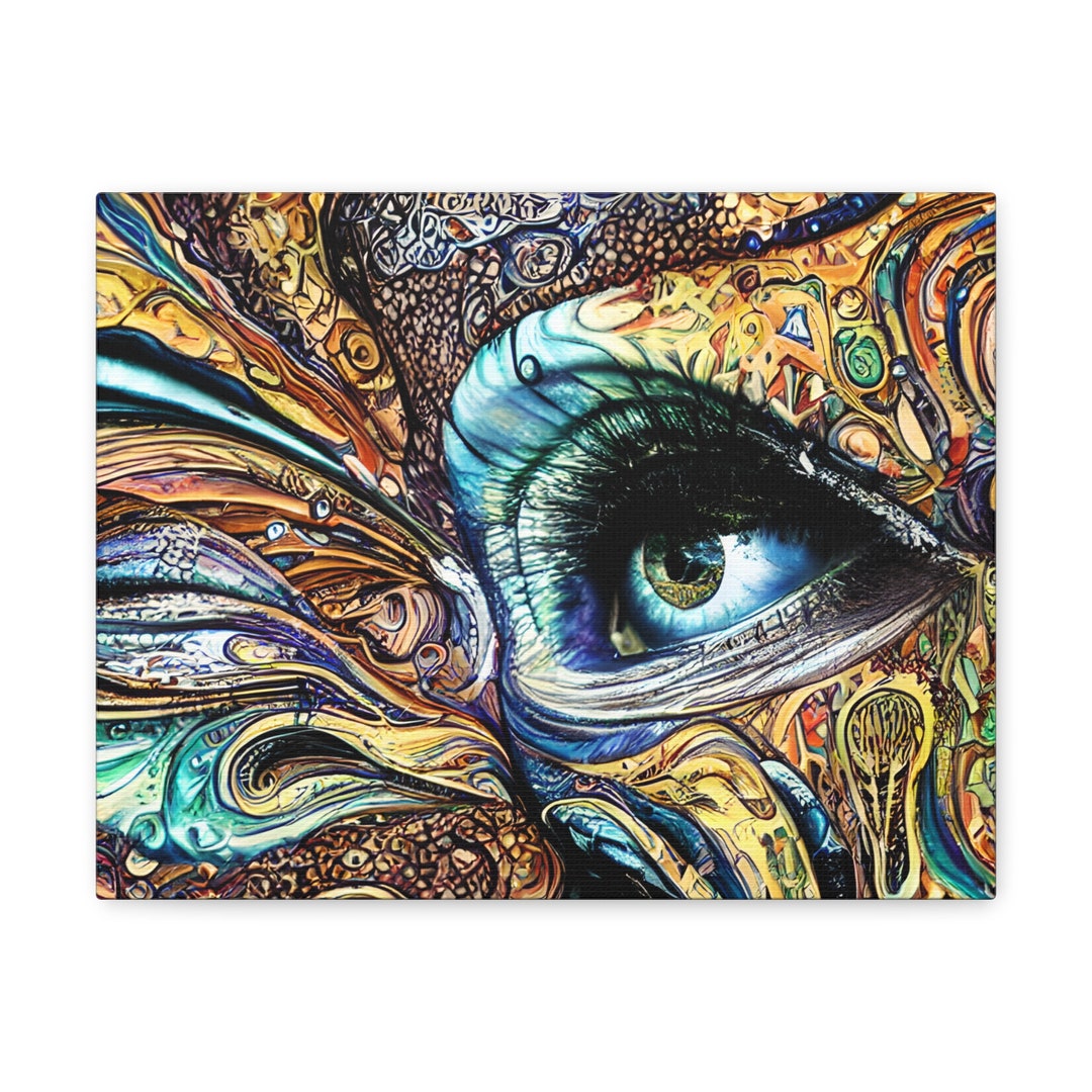 Contemporary Expressionism Trippy Print on Gallery Wrap Canvas Eye ...