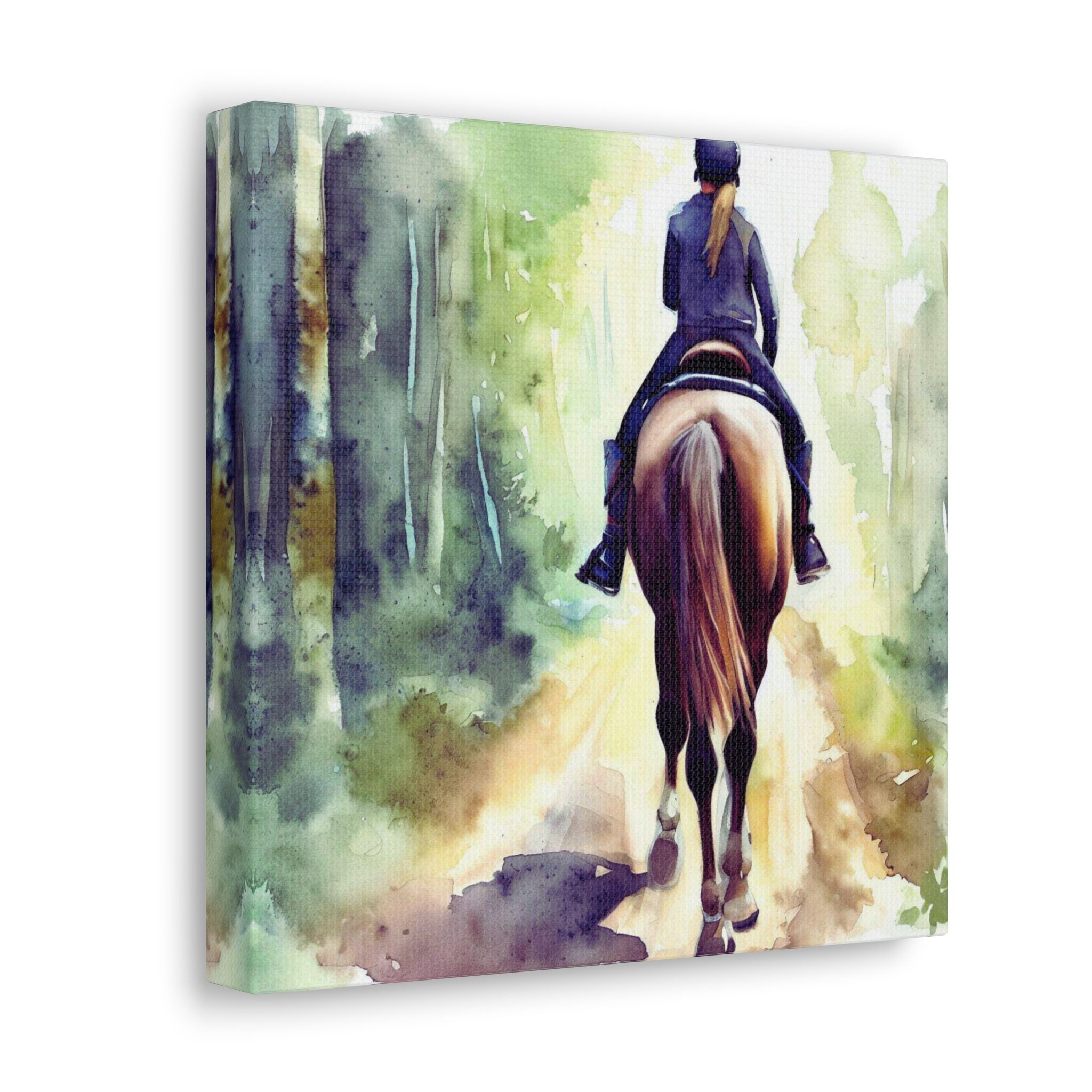 Watercolor Trail Rider Horse Art Print on Gallery Wrapped - Etsy