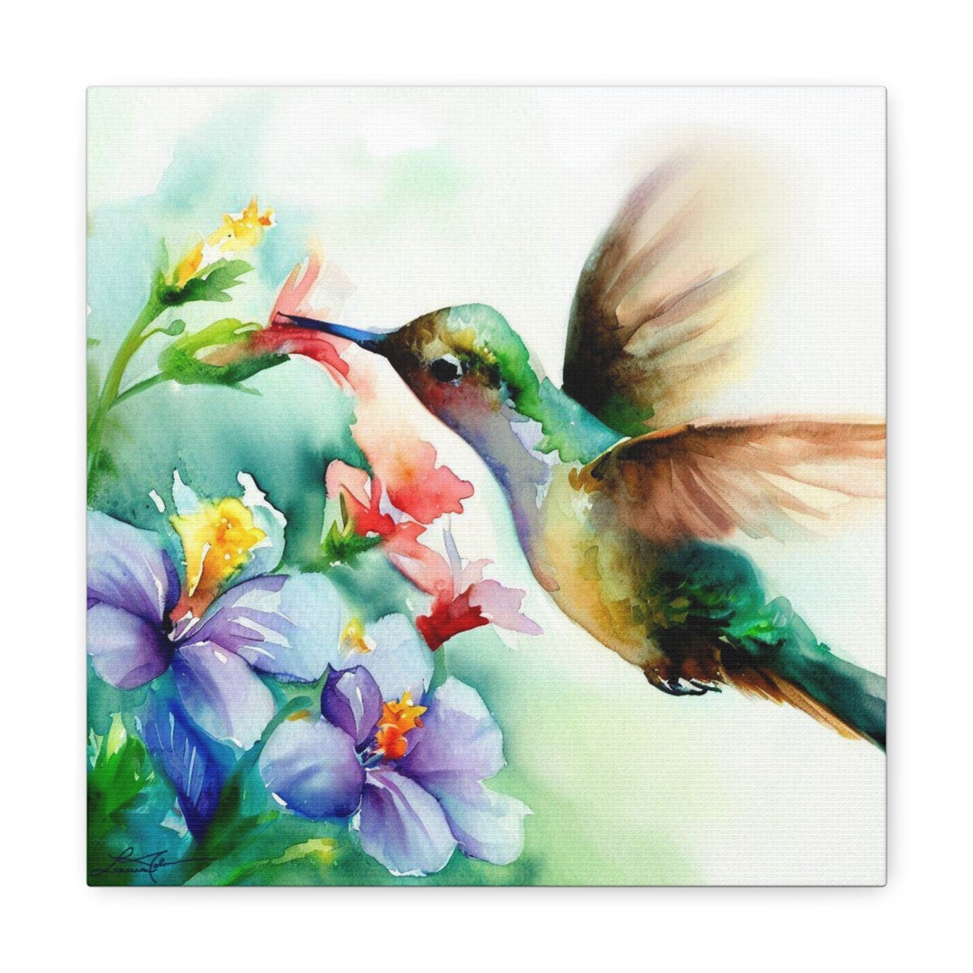 Watercolor Hummingbird Print on Gallery Wrap Canvas Ready to Hang - Etsy