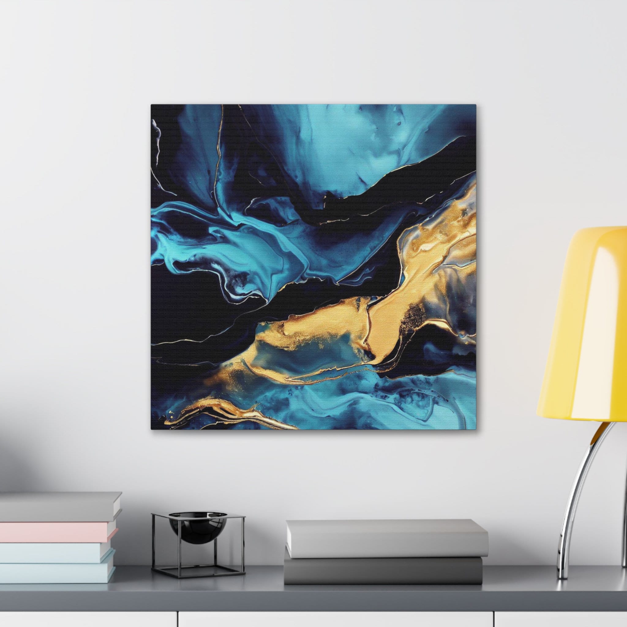 Blue Navy Gold Abstract Art Print, Ready to Hang, Gallery Wrap Canvas ...