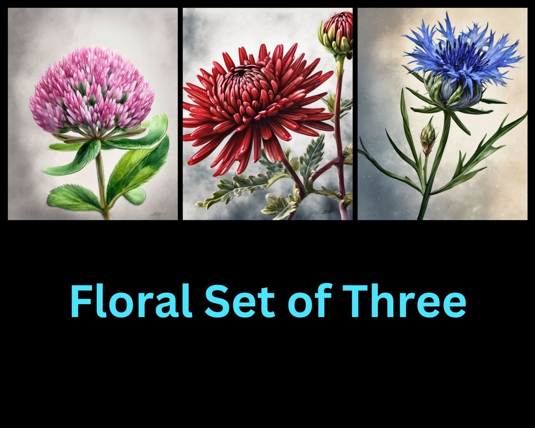 Trio of Flowers Original Digital Art, Instant Digital Download, Artist ...