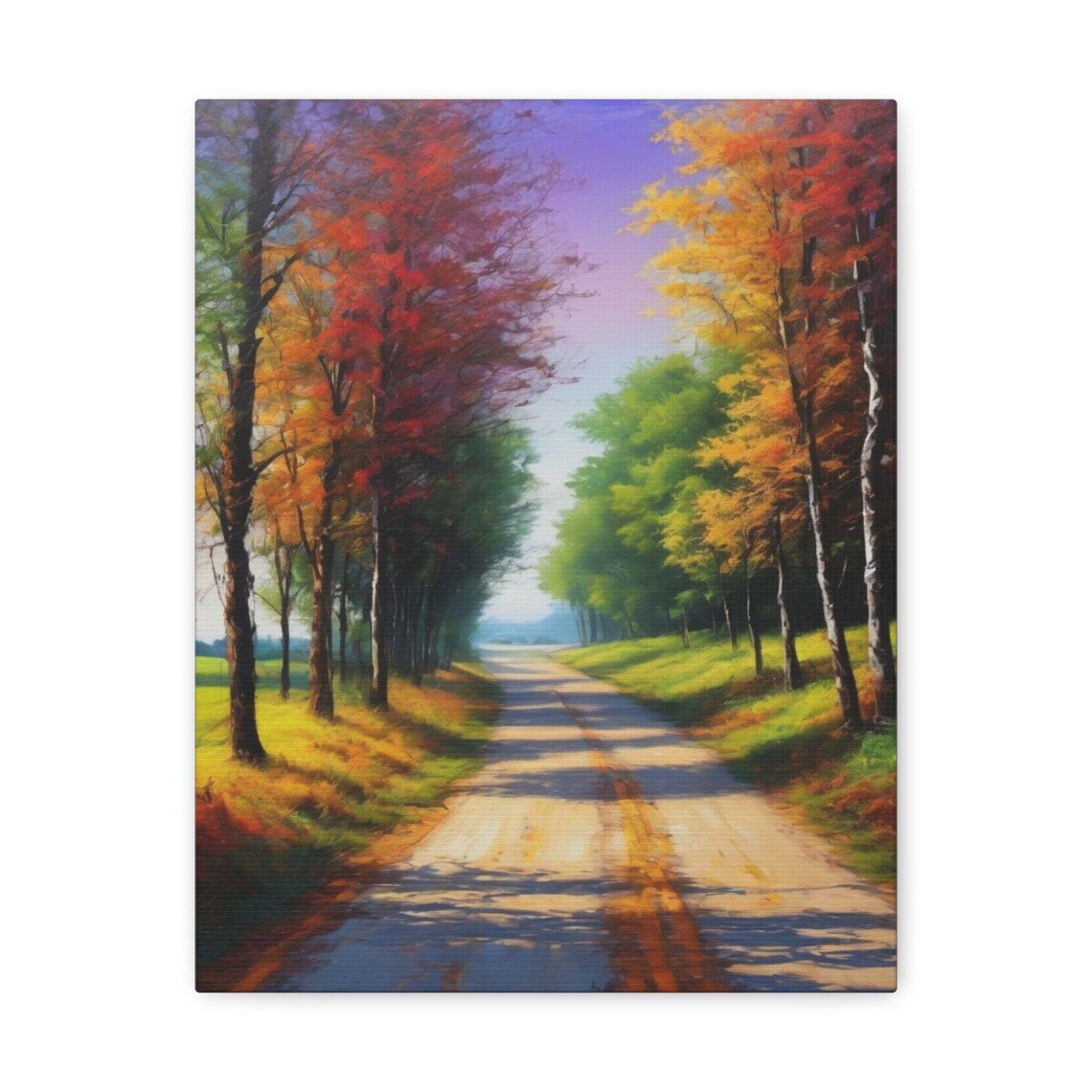 Charming Fall Country Road Landscape Art Print on Gallery Wrap Canvas ...