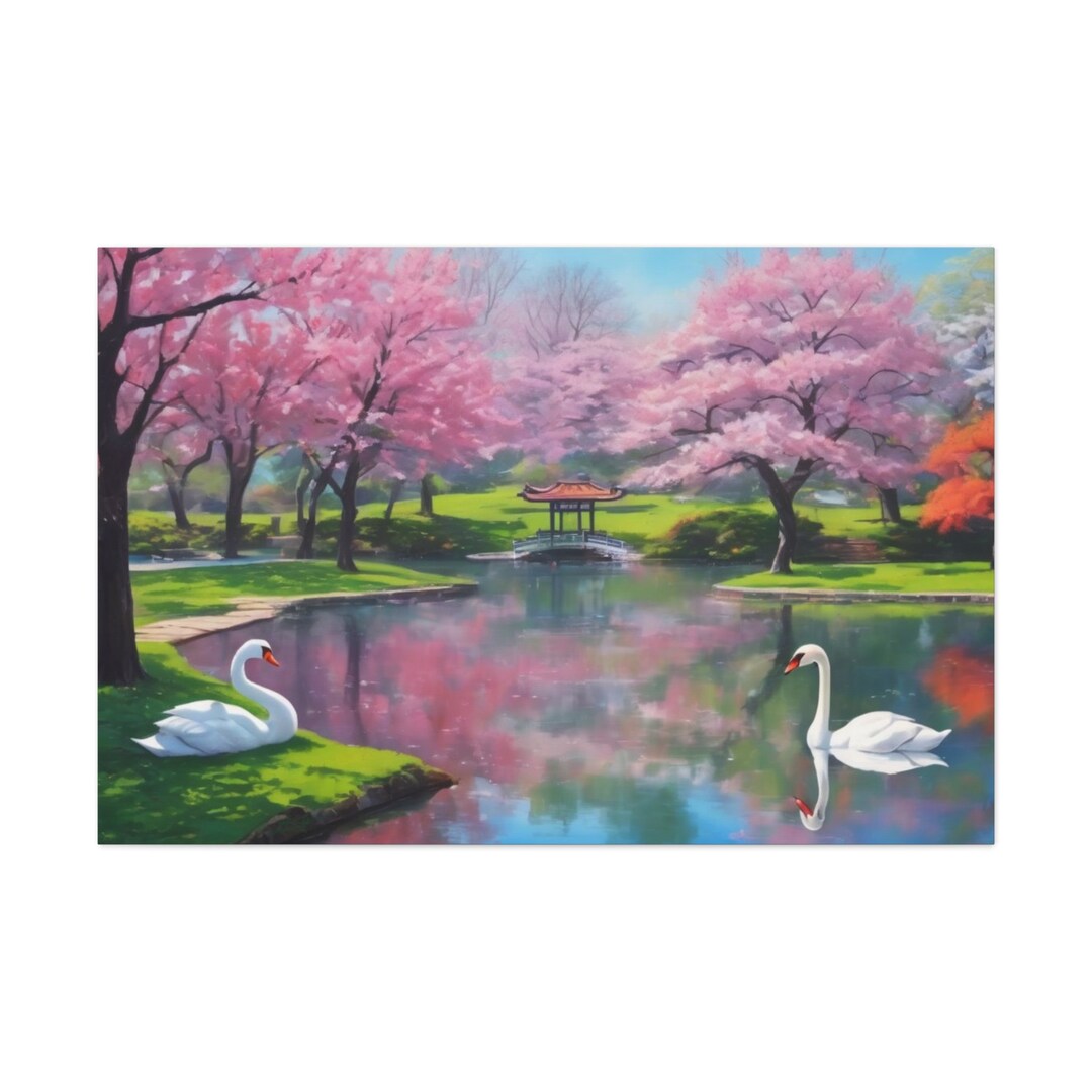 Japanese Sakura Hanami Cherry Blossom Landscape Art Print on - Etsy