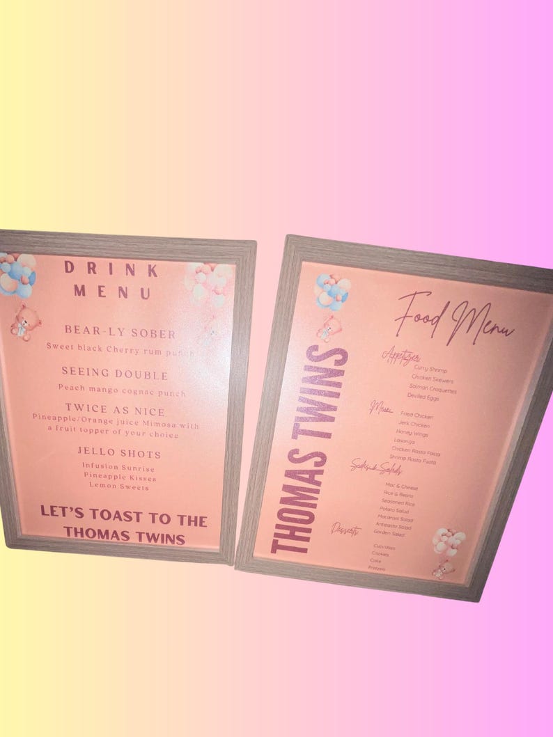 Teddy Bear Drink Menu - Etsy