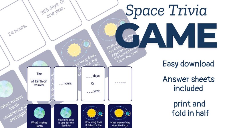 Space Trivia Challenge! Printable Q&A Matching Game - Etsy