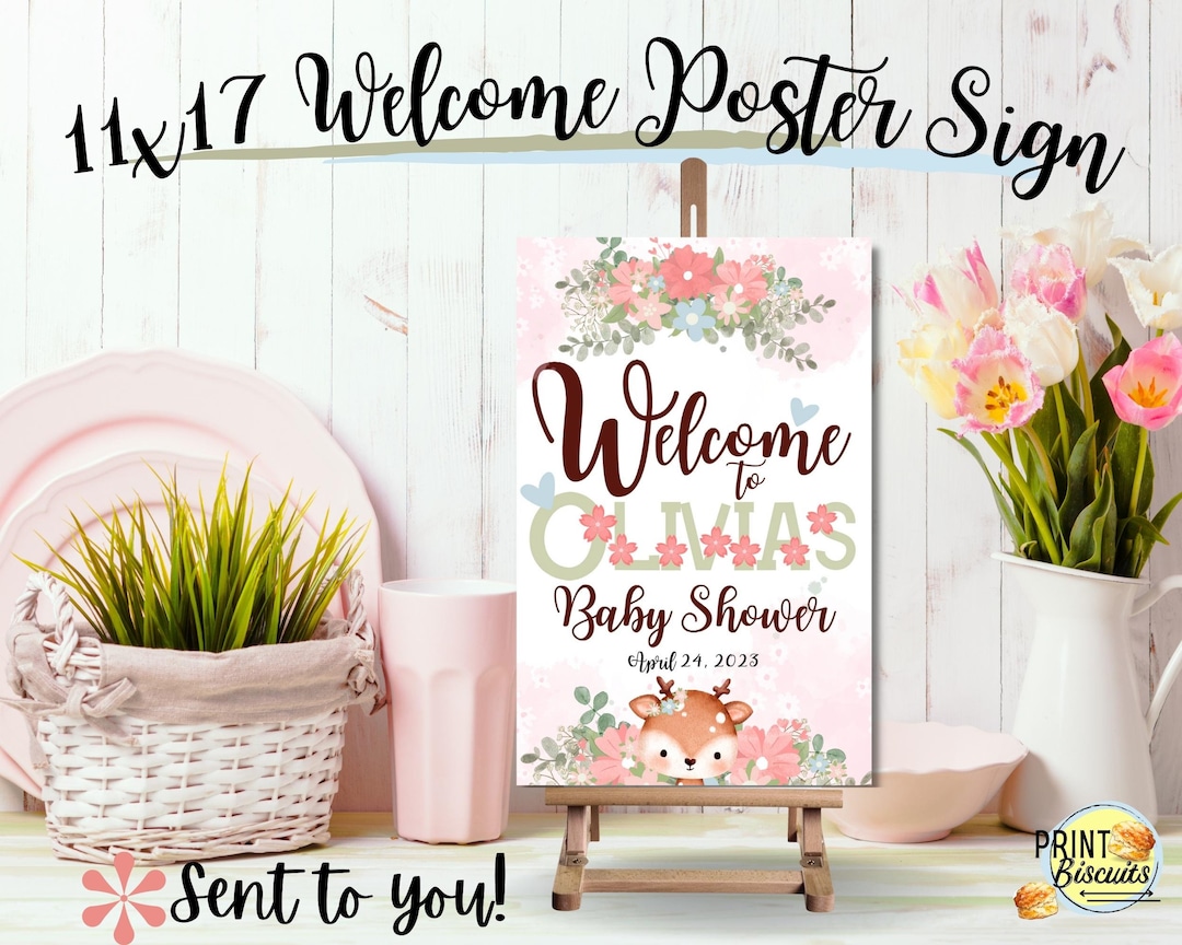 Cartel de BIENVENIDA para Baby Shower personalizado Woodland Sweet ...