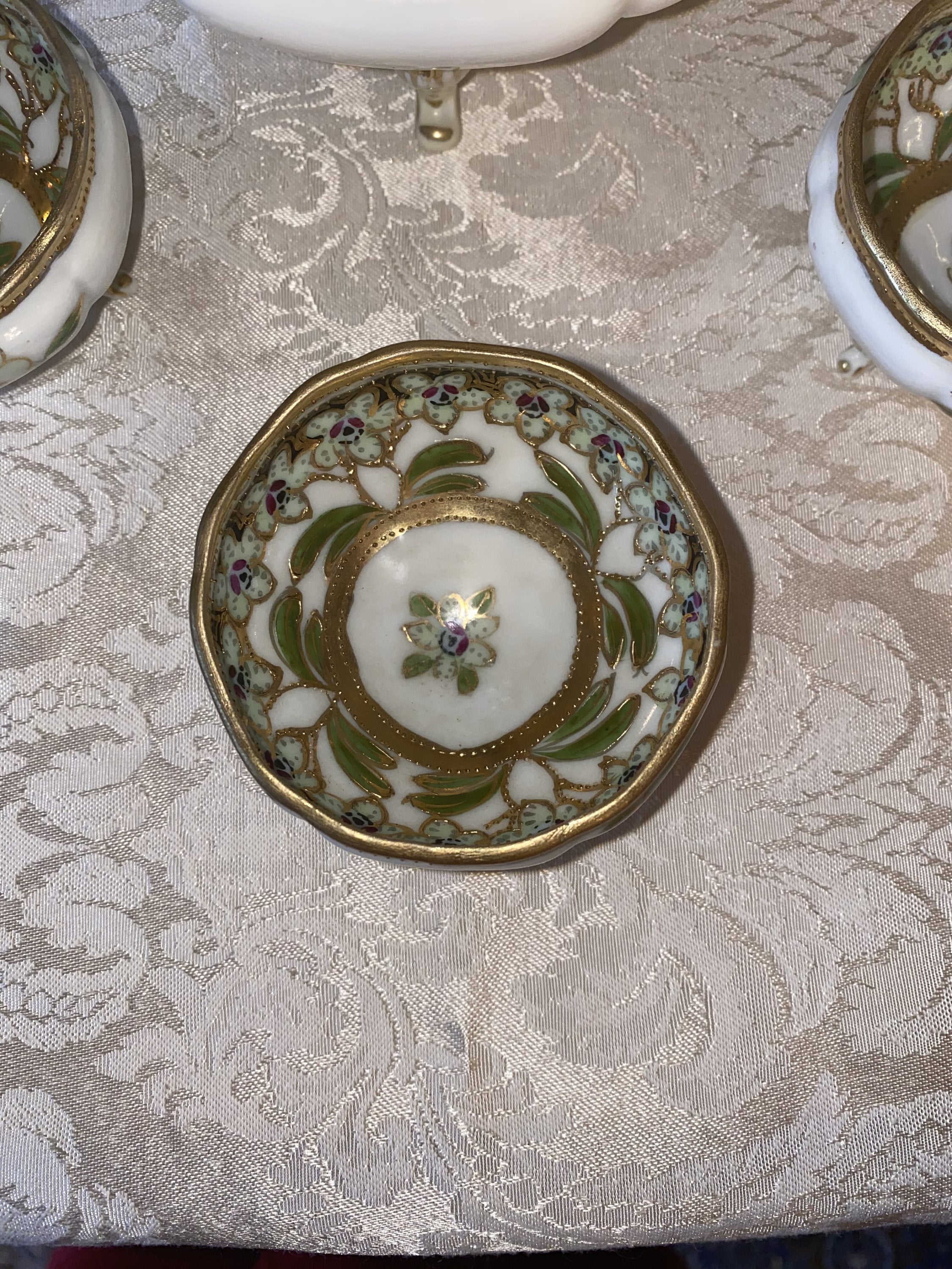 RARE Vintage Hand Painted Nippon Gilded Moriage 3-footed Dessert and ...