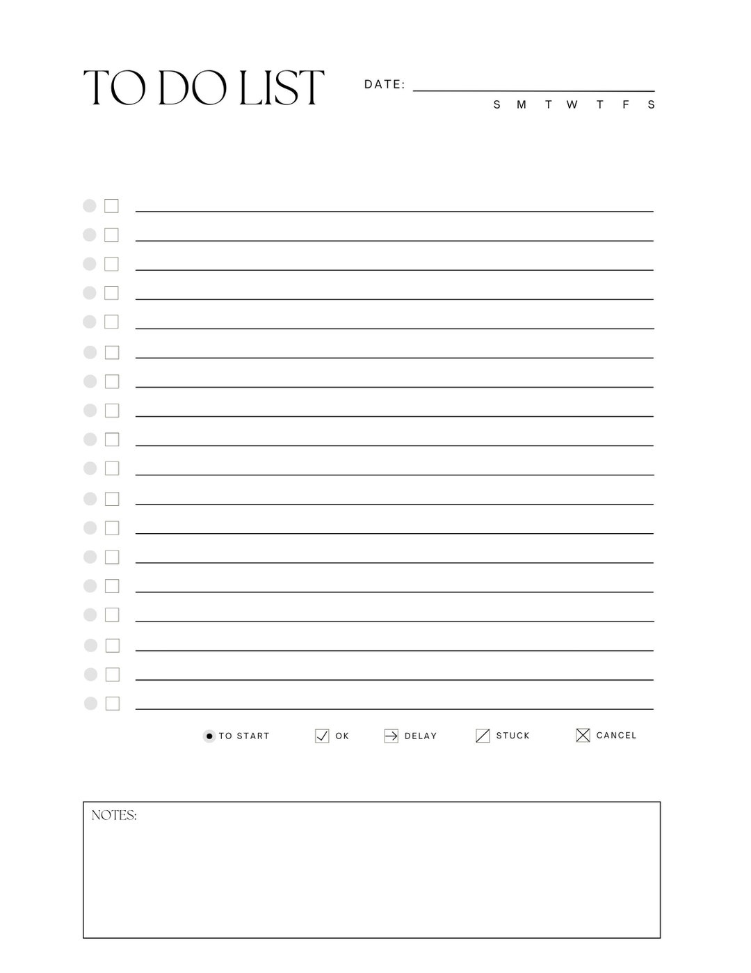Plain To Do List Printable Simple To Do List Printable To Etsy