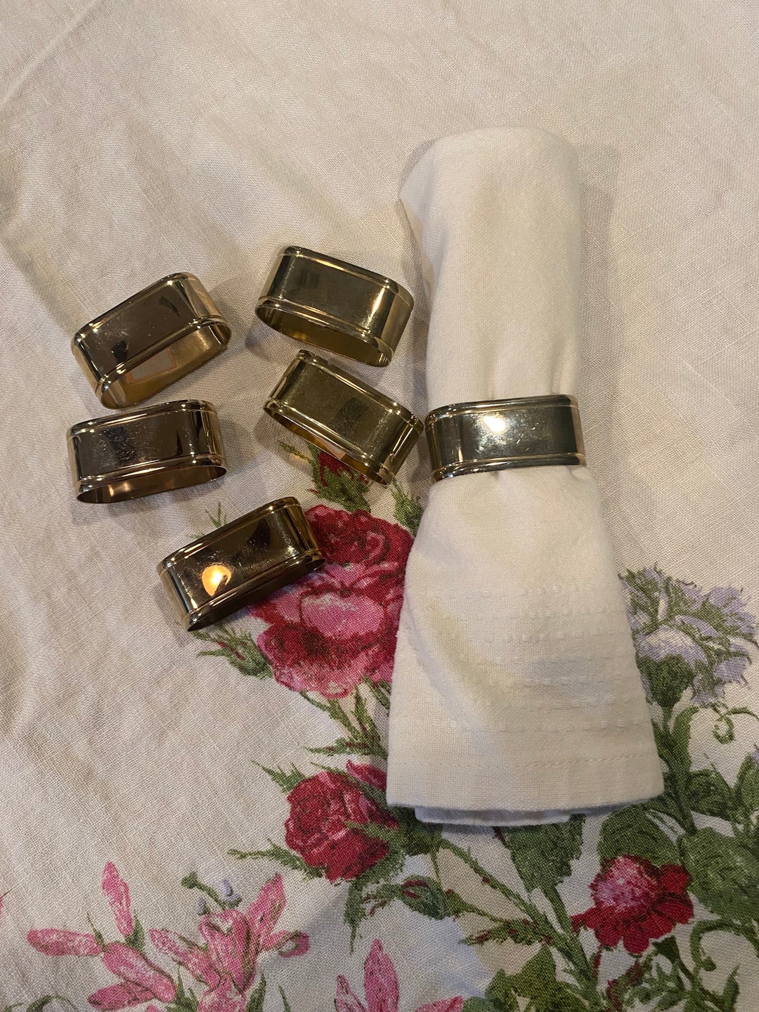 Set of 6 Vintage Audrey Brass Oval Napkin Rings - Etsy