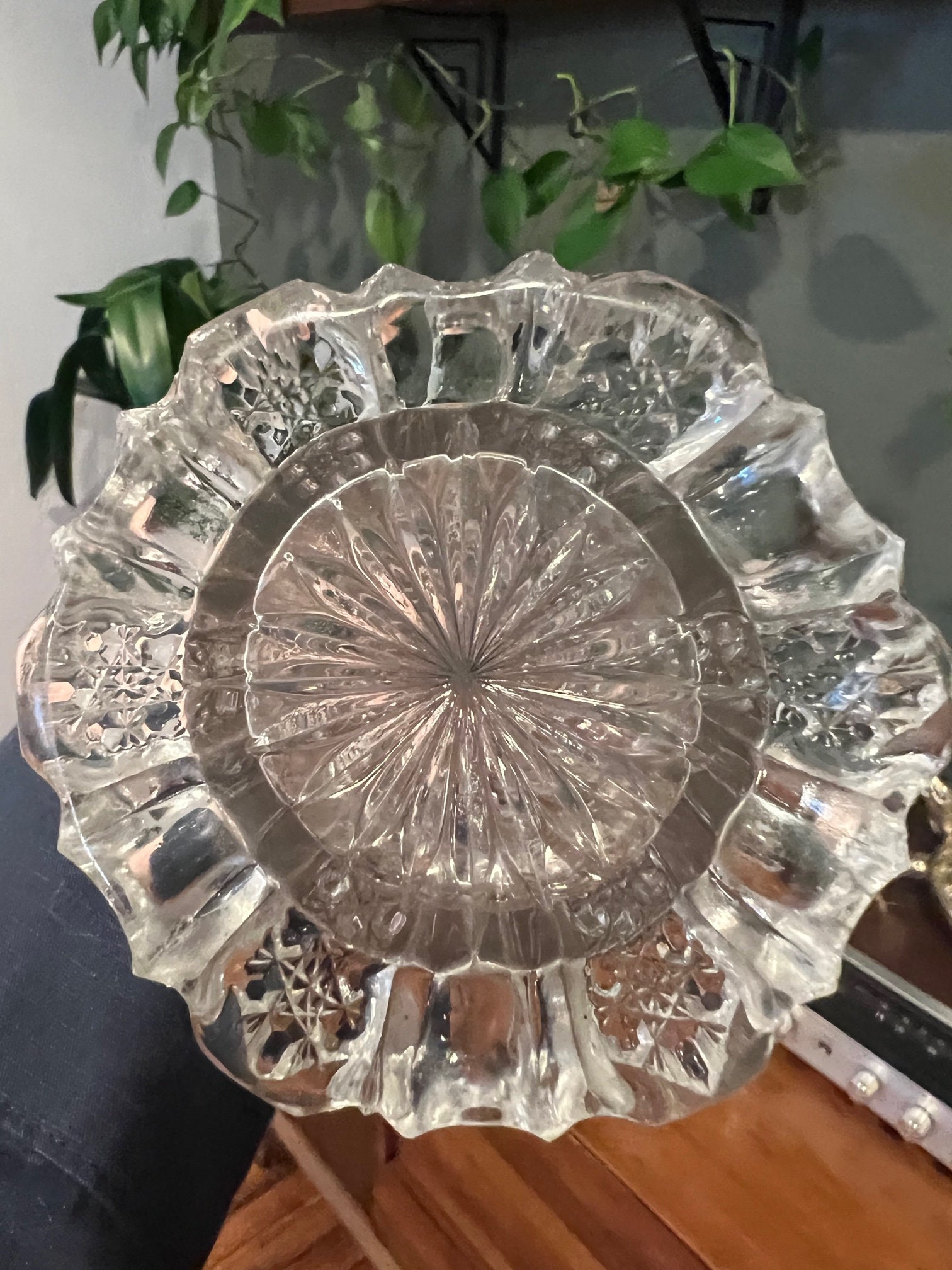 Vintage Bryce Higbee & Co. Clear Cut Glass Swung Vase 17 - Etsy