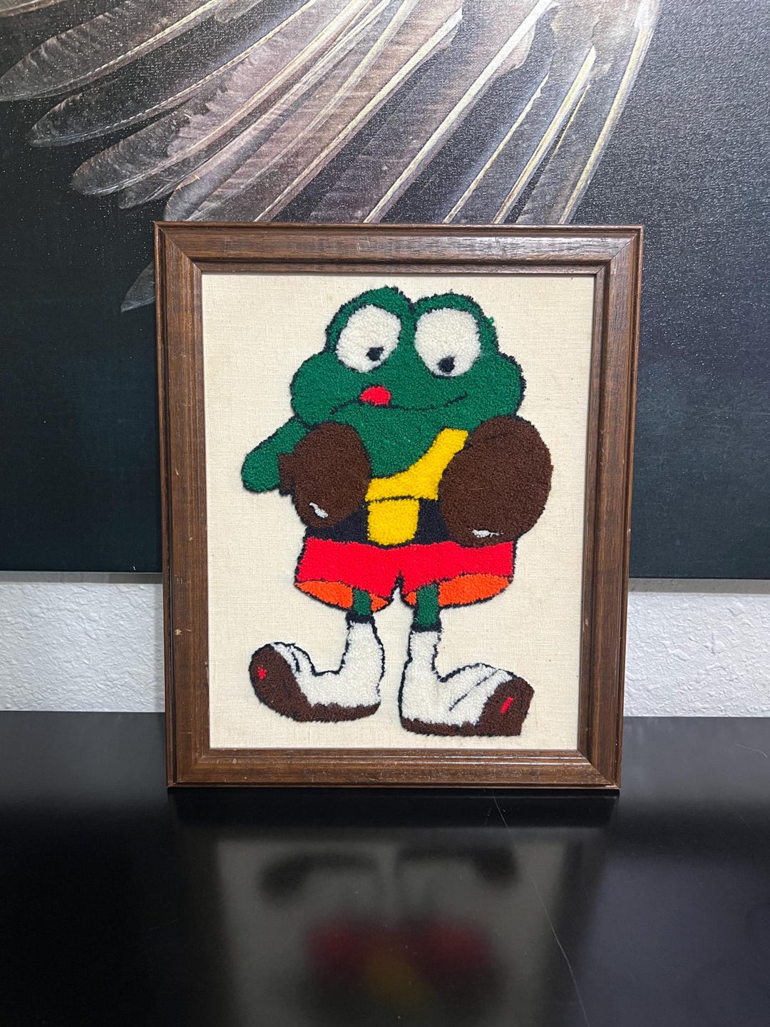 Boxing Frog Embroidered Wall Art - Etsy