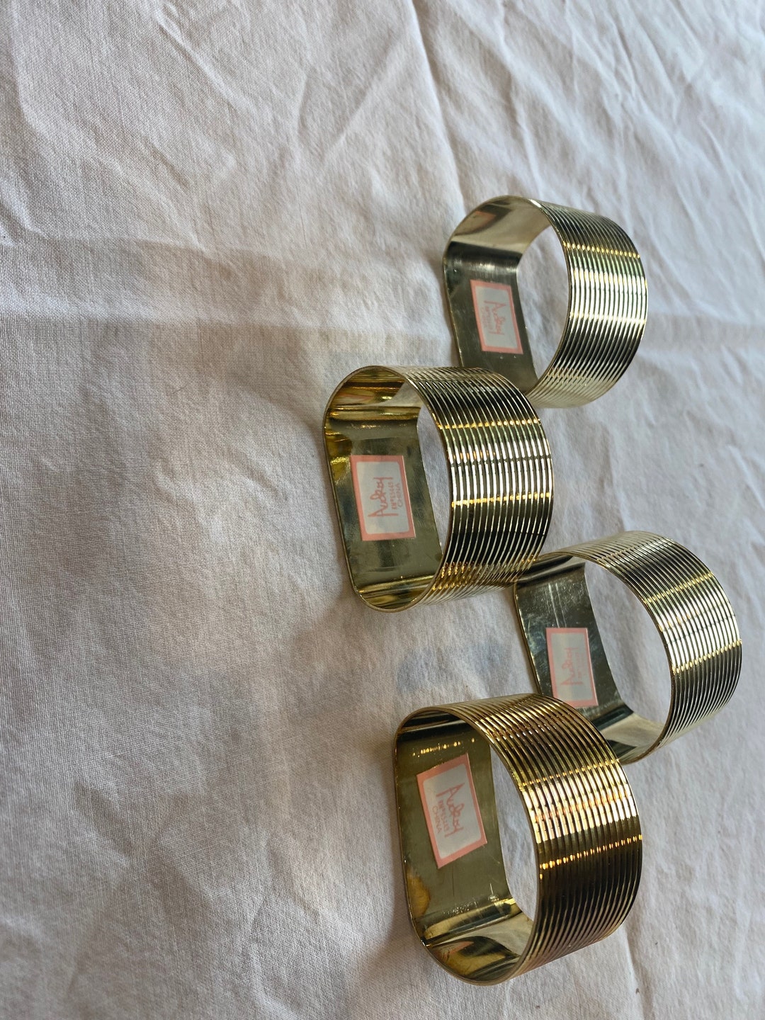 Set of 4 Brass Vintage Audrey D Shaped Napkin Rings - Etsy