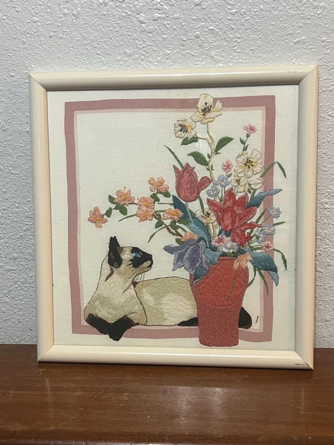 Large Vintage Cat Crewel - Etsy