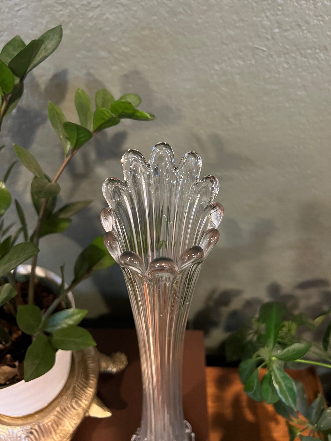 Vintage Bryce Higbee & Co. Clear Cut Glass Swung Vase 17 - Etsy