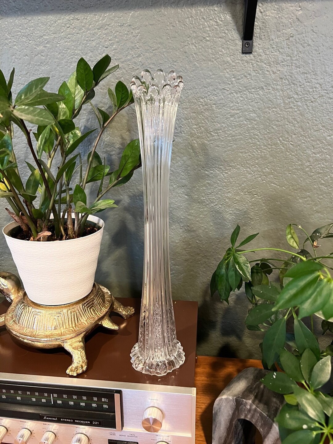 Vintage Bryce Higbee & Co. Clear Cut Glass Swung Vase 17 - Etsy