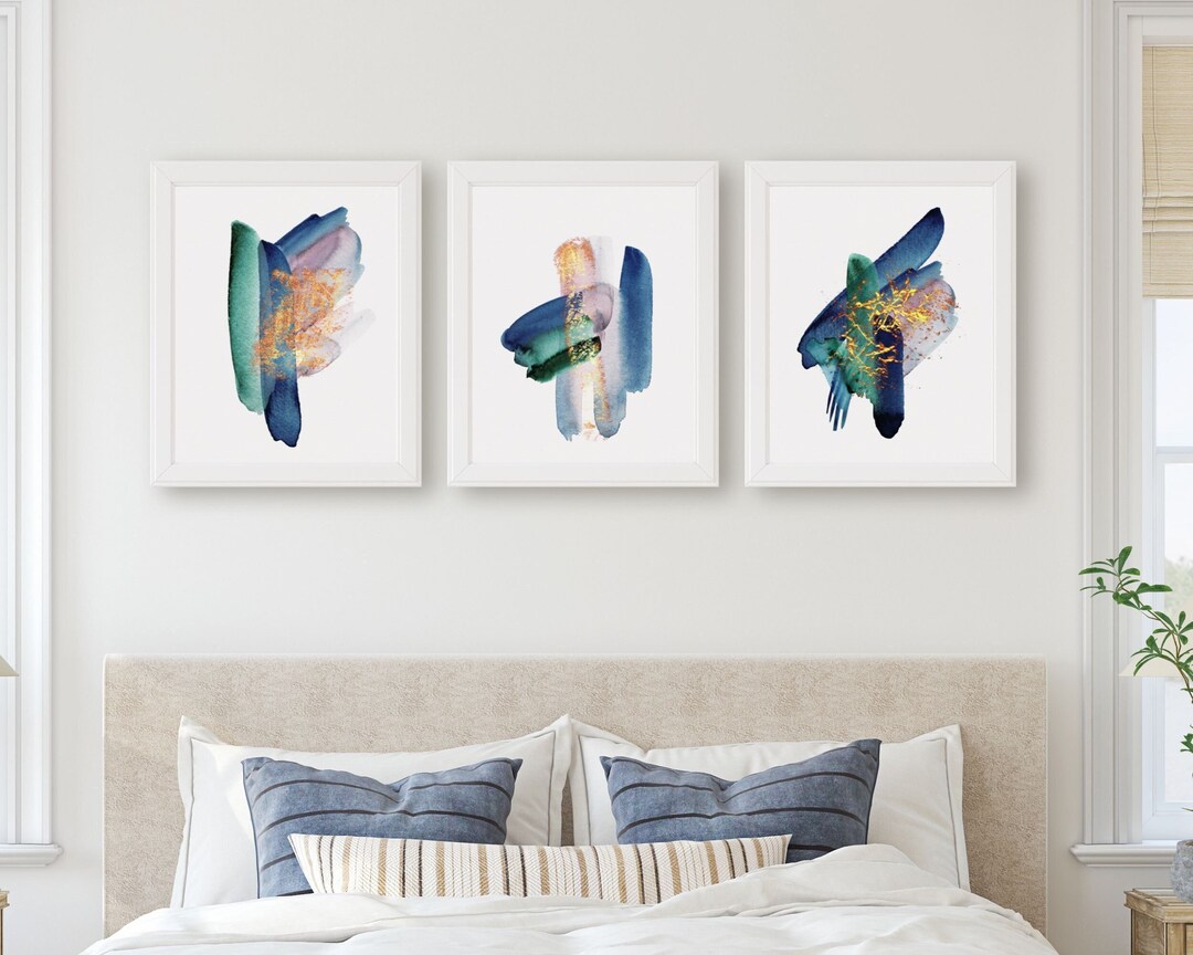 Oceanic Abstract Printable Wall Art SET OF 3 Watercolor - Etsy