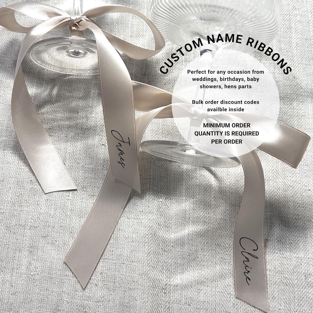 Luxury Personalised Ribbon Name Place Card for Weddings, Special Events ...
