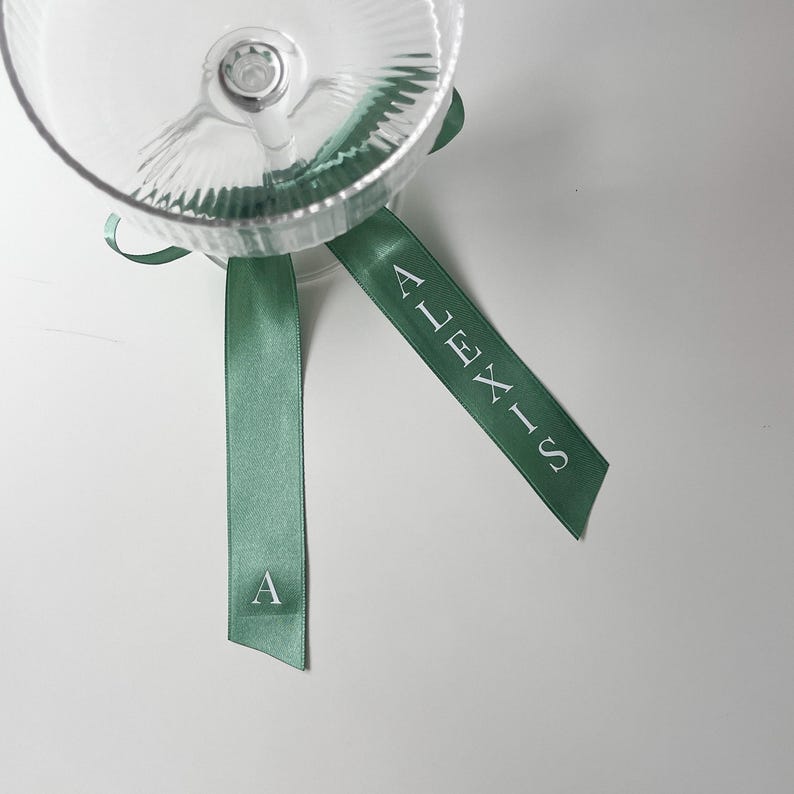 Custom Ribbon With Name and Initial Wedding Name Place Card Seating ...