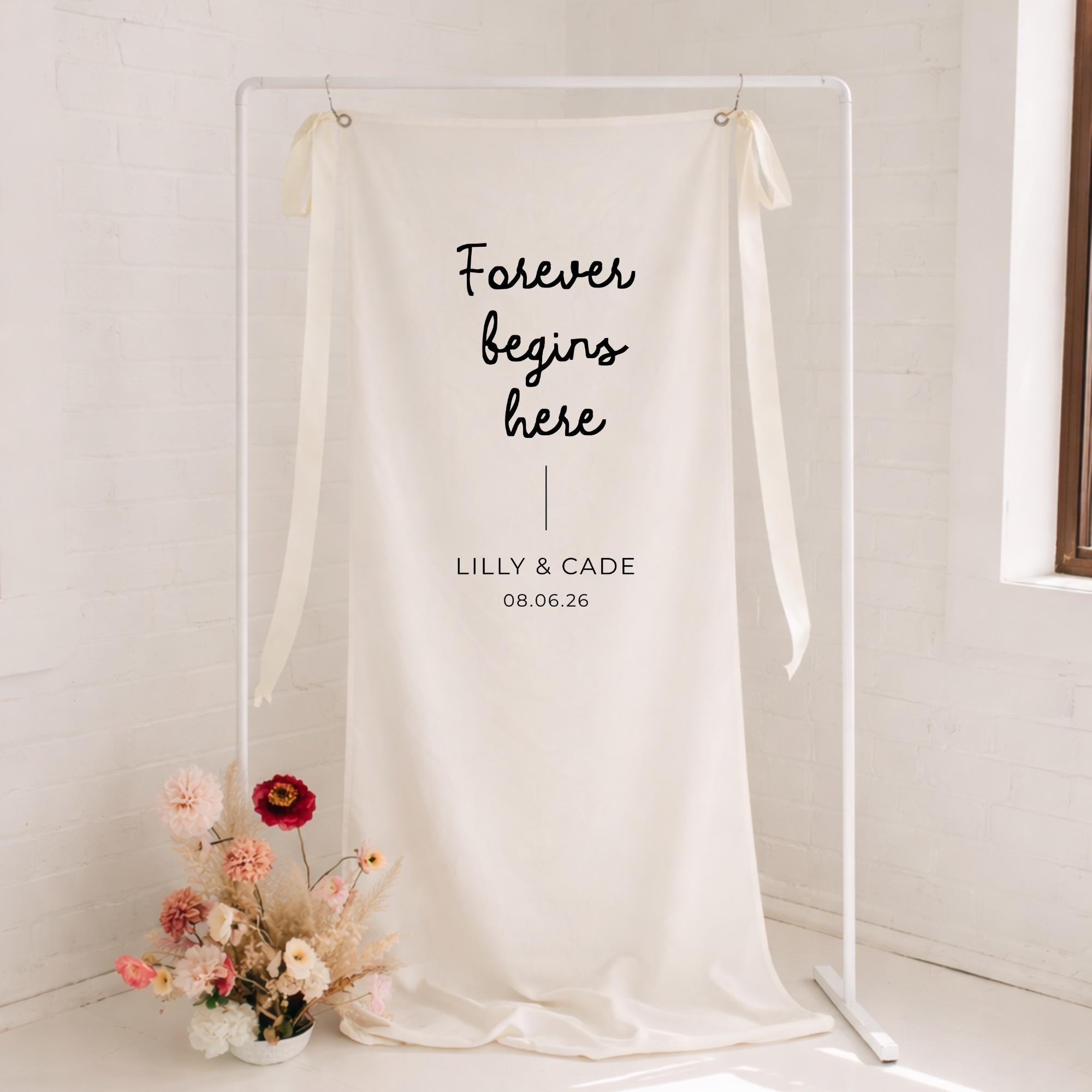 Personalised Fabric Wedding Sign | Custom Linen Ceremony Backdrop ...