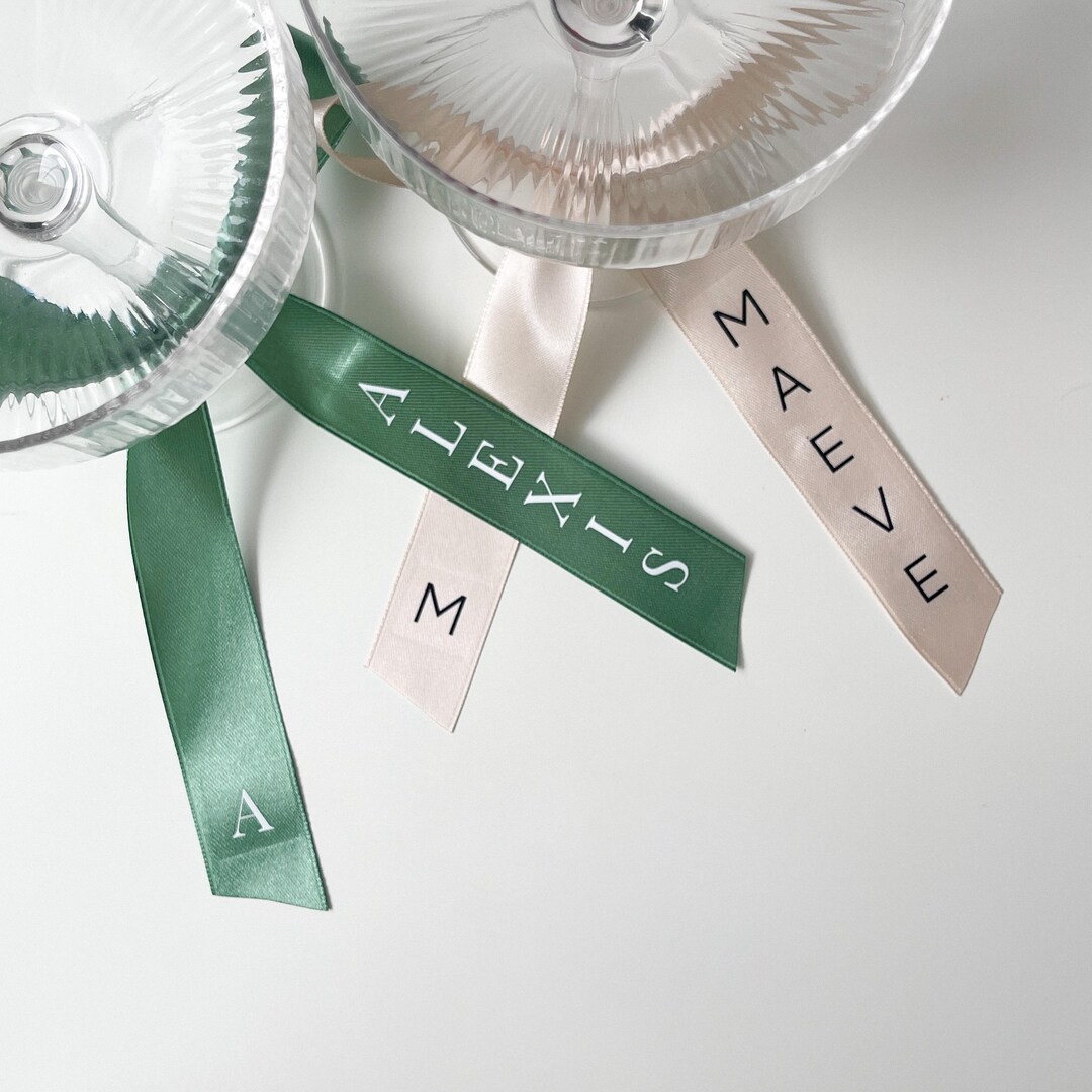 Custom Ribbon With Name and Initial Wedding Name Place Card Seating ...