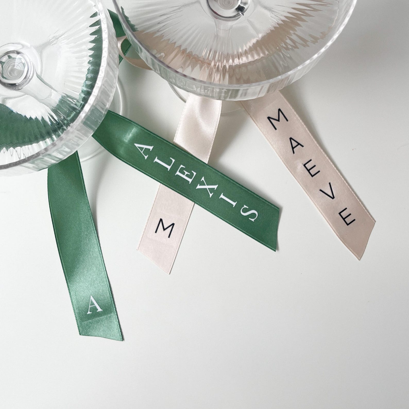 Custom Ribbon With Name and Initial Wedding Name Place Card Seating ...