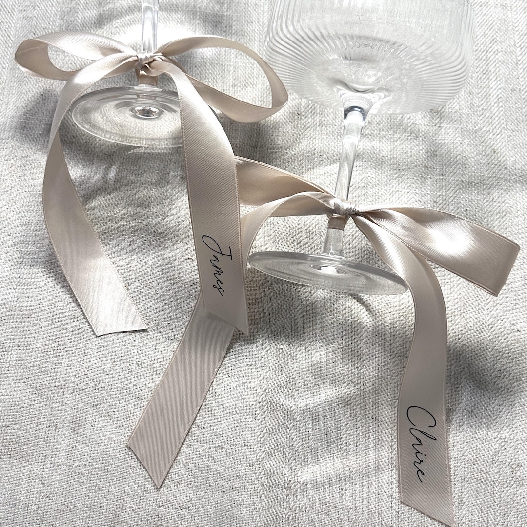 Luxury Personalised Ribbon Name Place Card for Weddings, Special Events ...