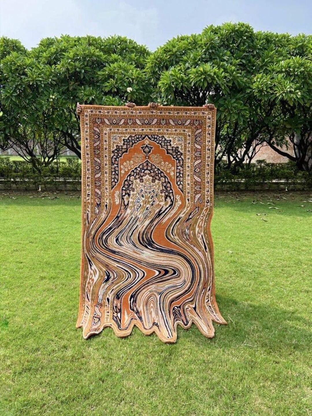 Irregular Melting Orange Runner Hand Tufted Rug for Living Entryway ...