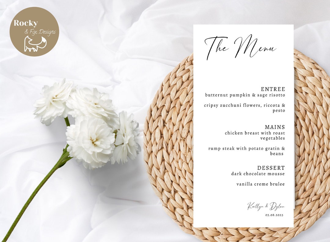 Wedding Menu, Food Menu, Wedding, Party, Menu, Instant Download ...