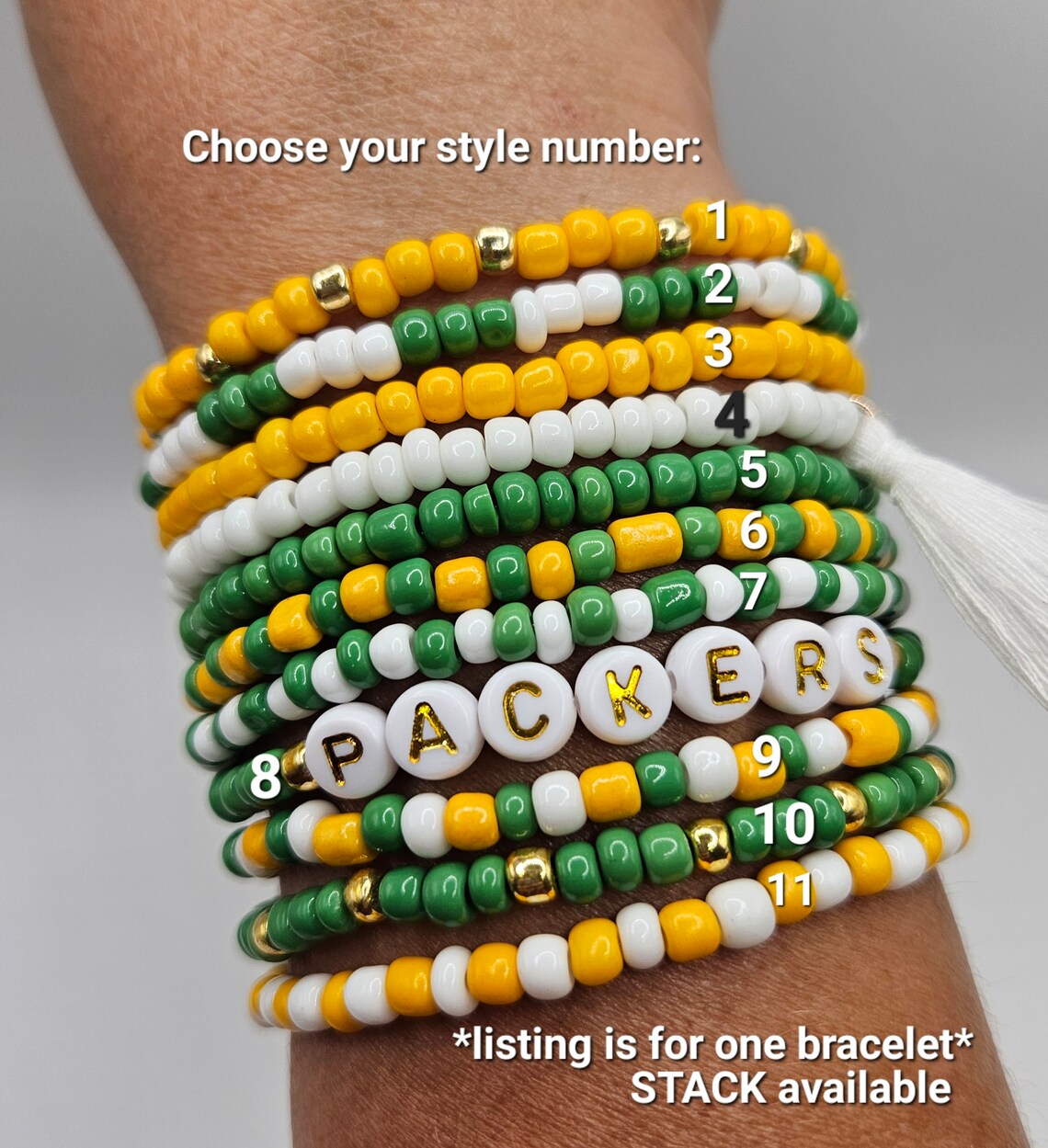 PACKERS Beaded Bracelet: NFL Football Gameday Gear - Etsy