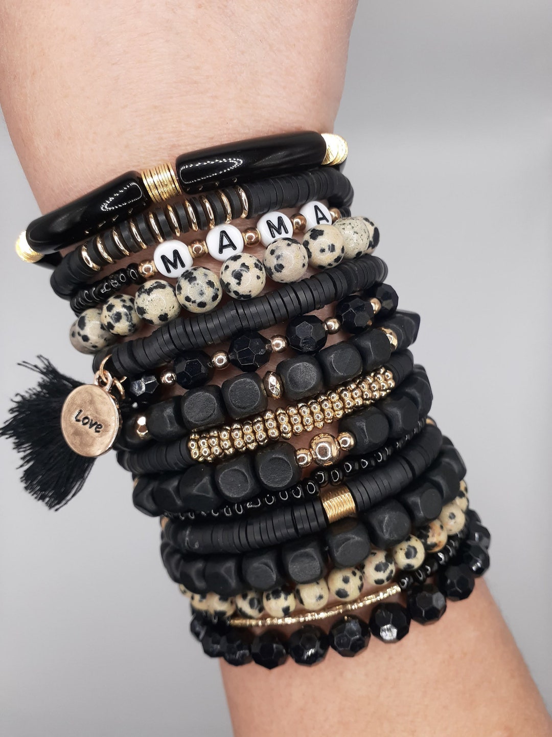 Custom BLACK Bracelets Handmade Bracelets Friendship Bracelets Jewelry ...